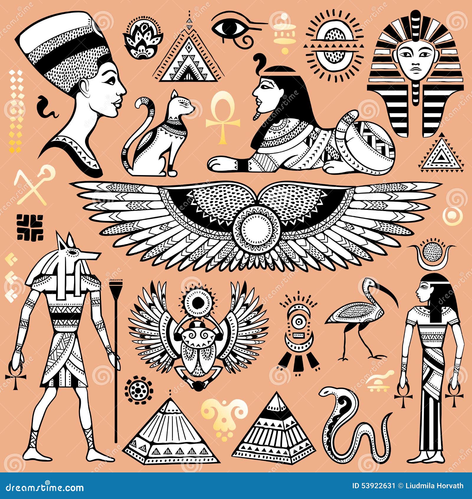 Set of Vector Isolated Egypt Symbols Stock Vector - Illustration of ...
