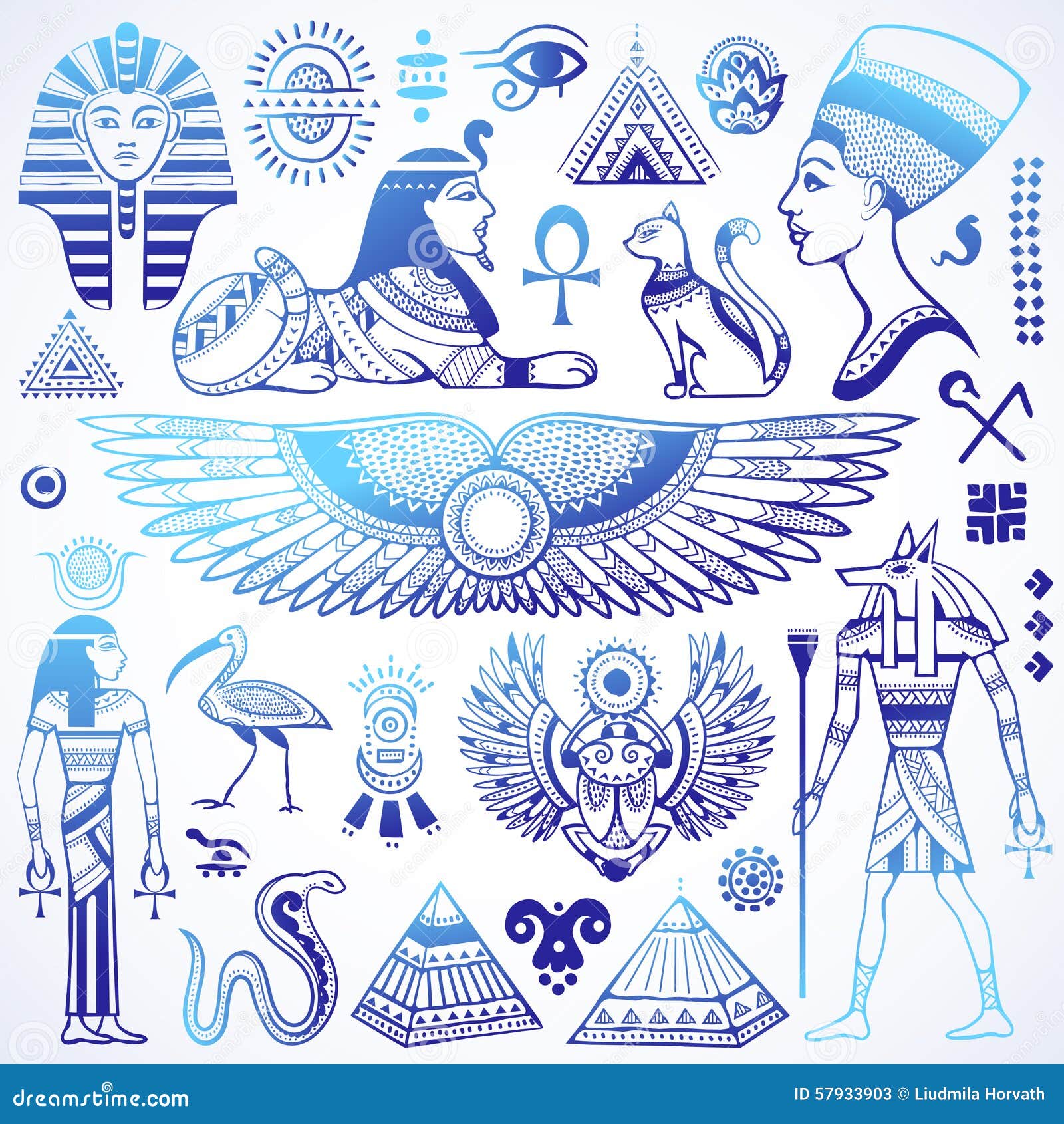 Set of Vector Isolated Egypt Symbols Stock Vector - Illustration of ...