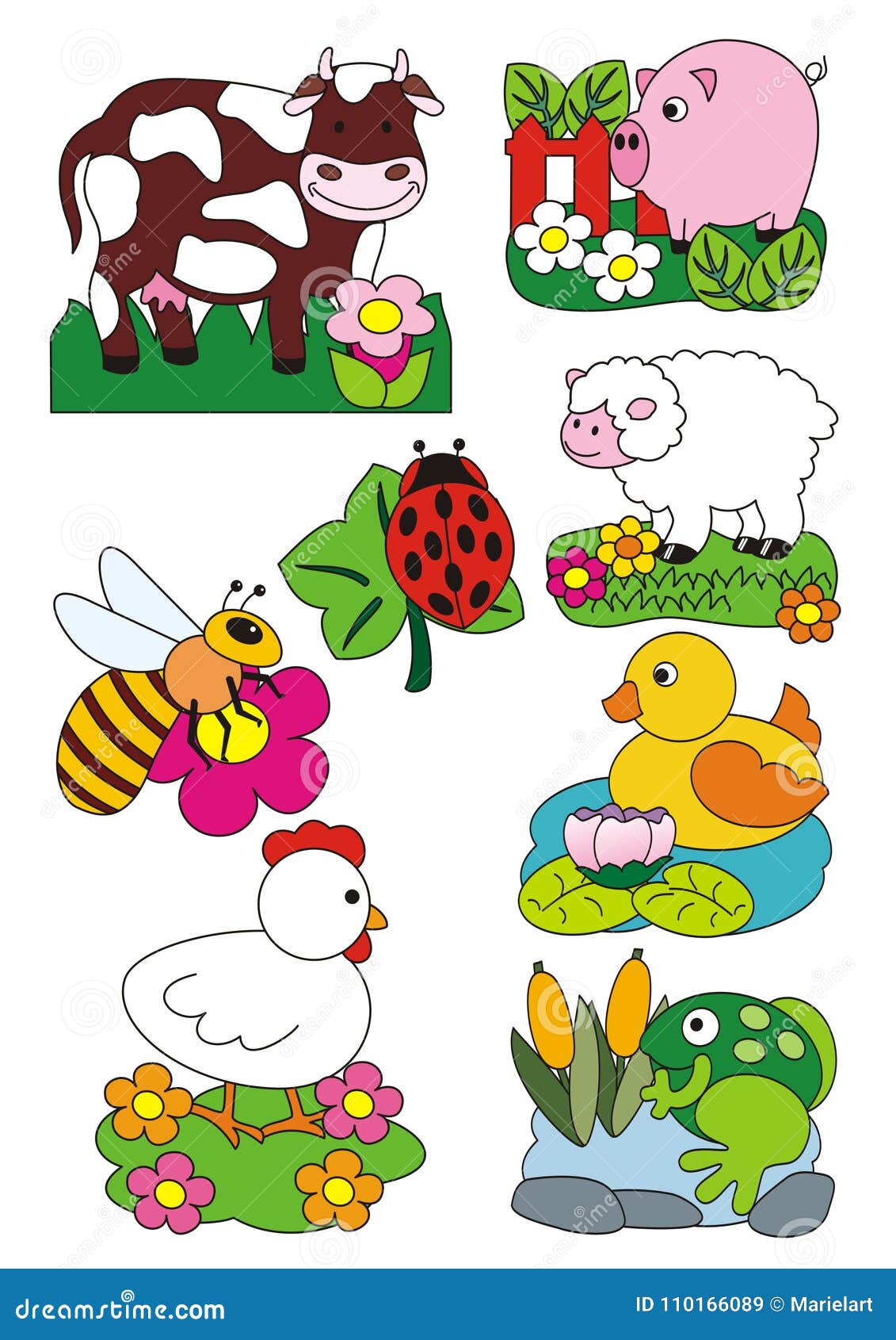 Animals Set, Vector Illustration, Farm And Fields | CartoonDealer.com ...