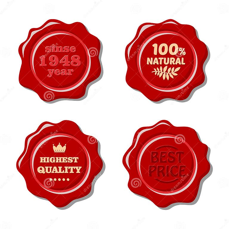 Set of Vector Isolated Red Wax Stamp Stock Vector - Illustration of ...