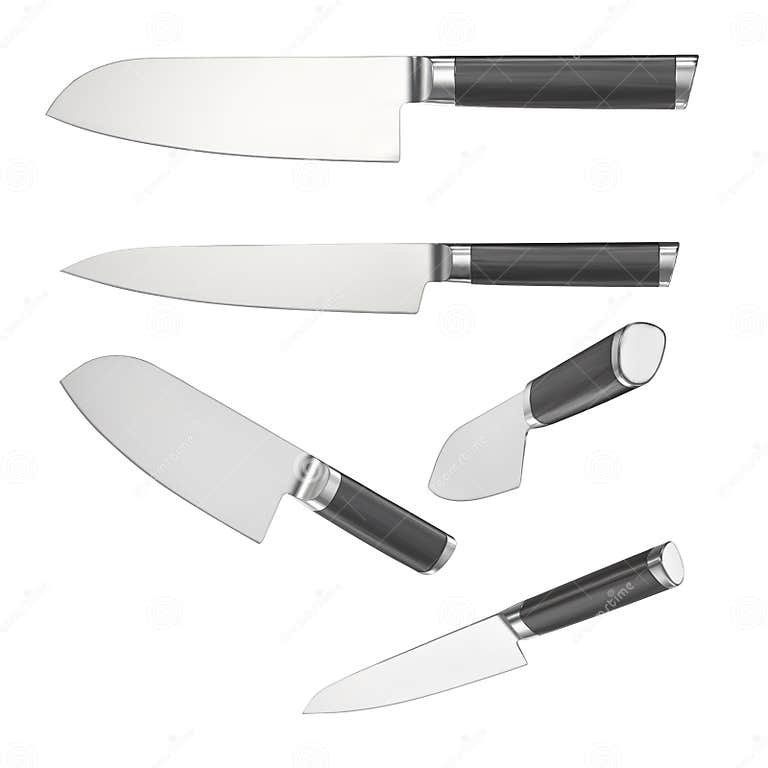 A Set of Vector Kitchen Knives from Different Angles. Stock Vector ...