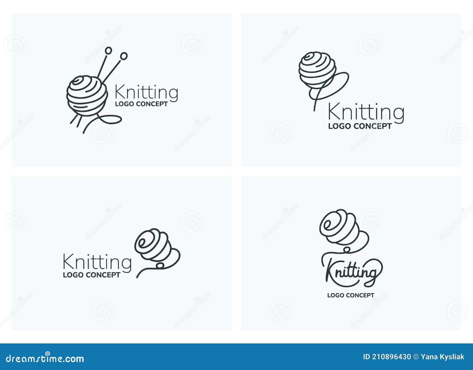 Set of 4 Vector Knitting Logo Concepts. Stock Vector - Illustration of ...
