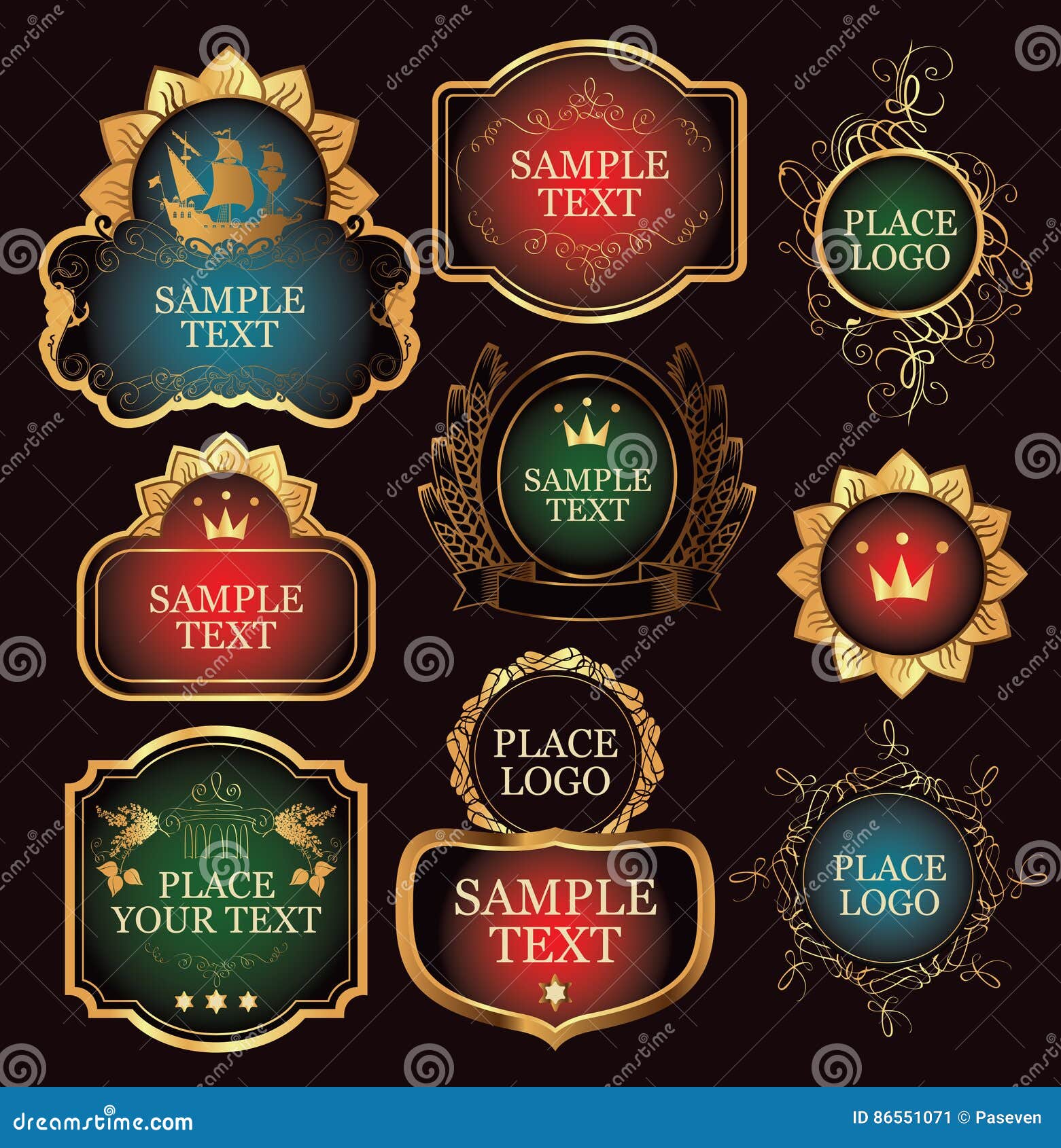 Set of Vector Label Templates Stock Vector - Illustration of frigate ...