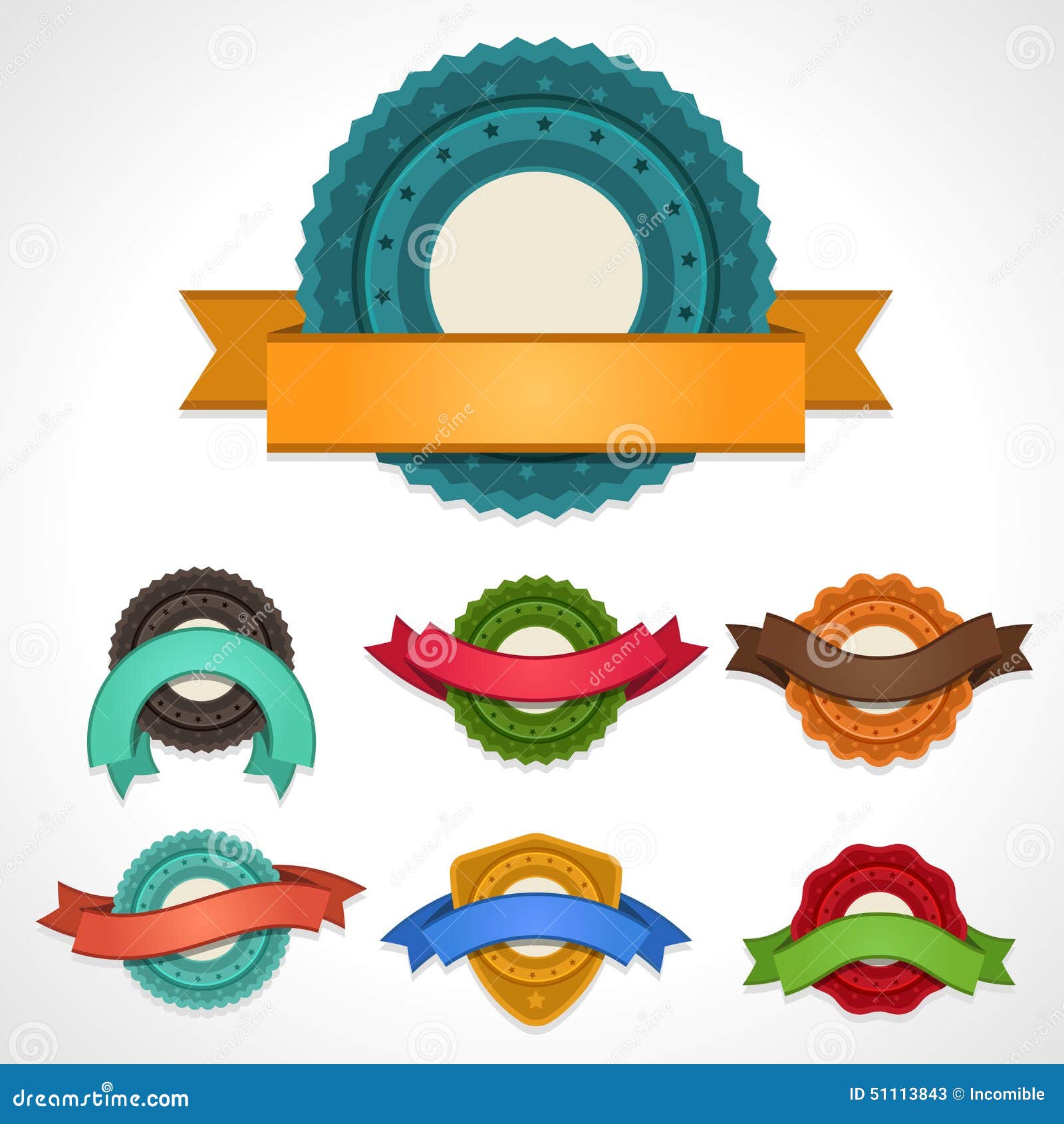 Set of Vector Labels, Badges and Ribbons Stock Vector - Illustration of ...