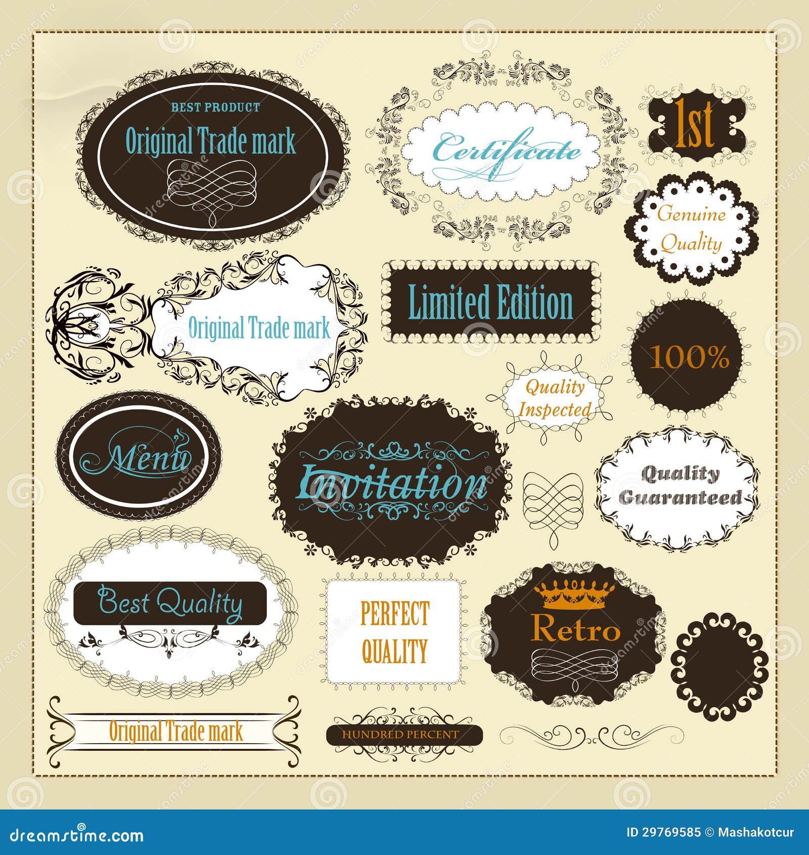 Collection of Retro Calligraphic Labels Best, Original and Genuine ...