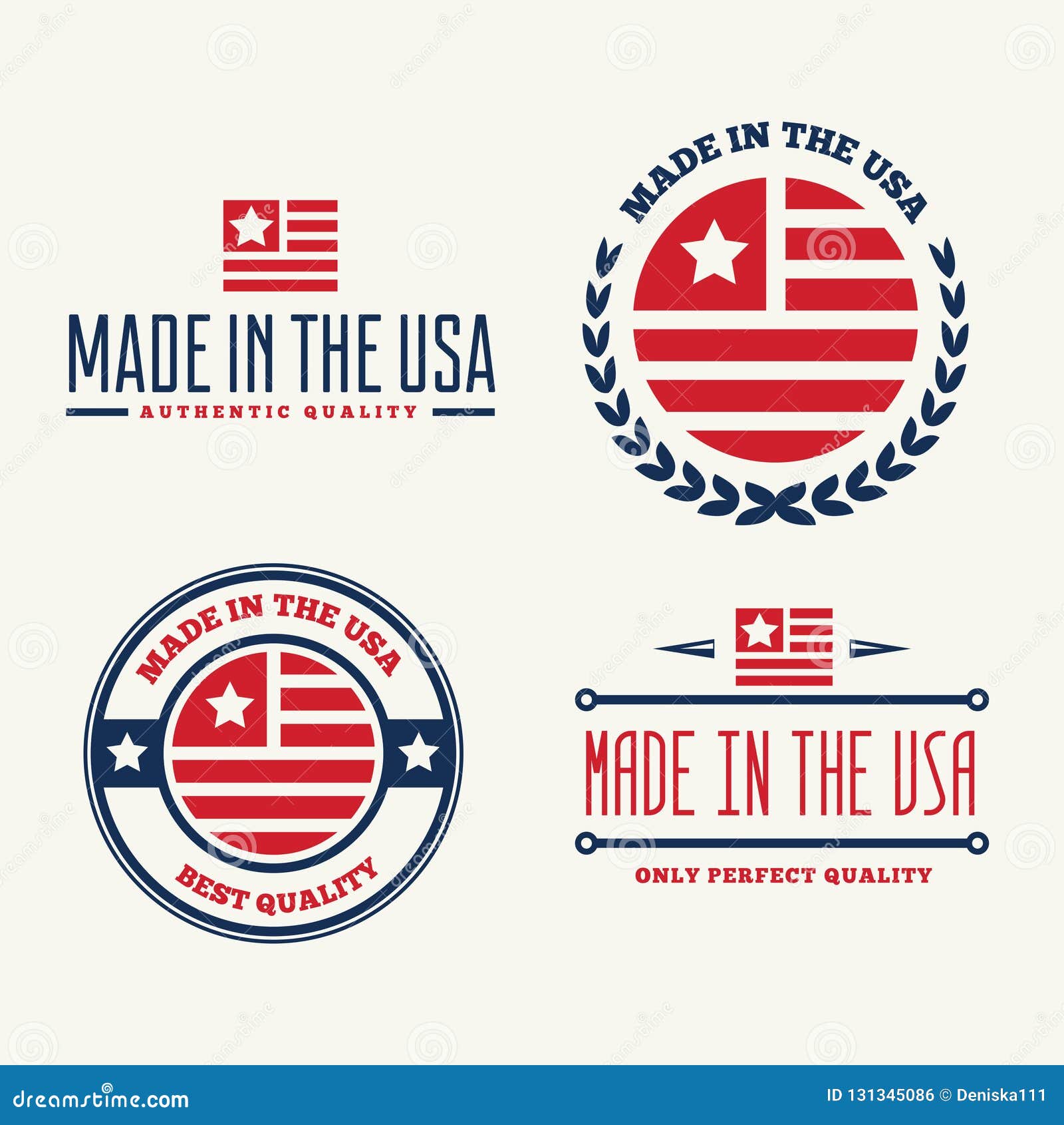Set of Vector Labels, Logo, Badges and Signs Made in USA Stock Vector ...