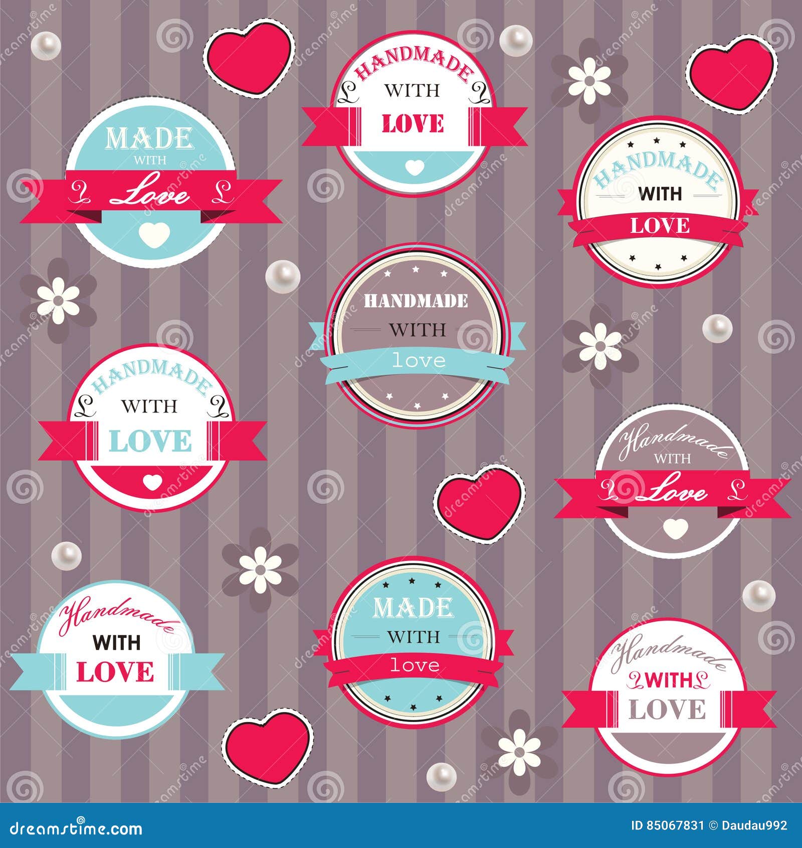 Set of Vector Labels in Romantic Style Stock Vector - Illustration of ...