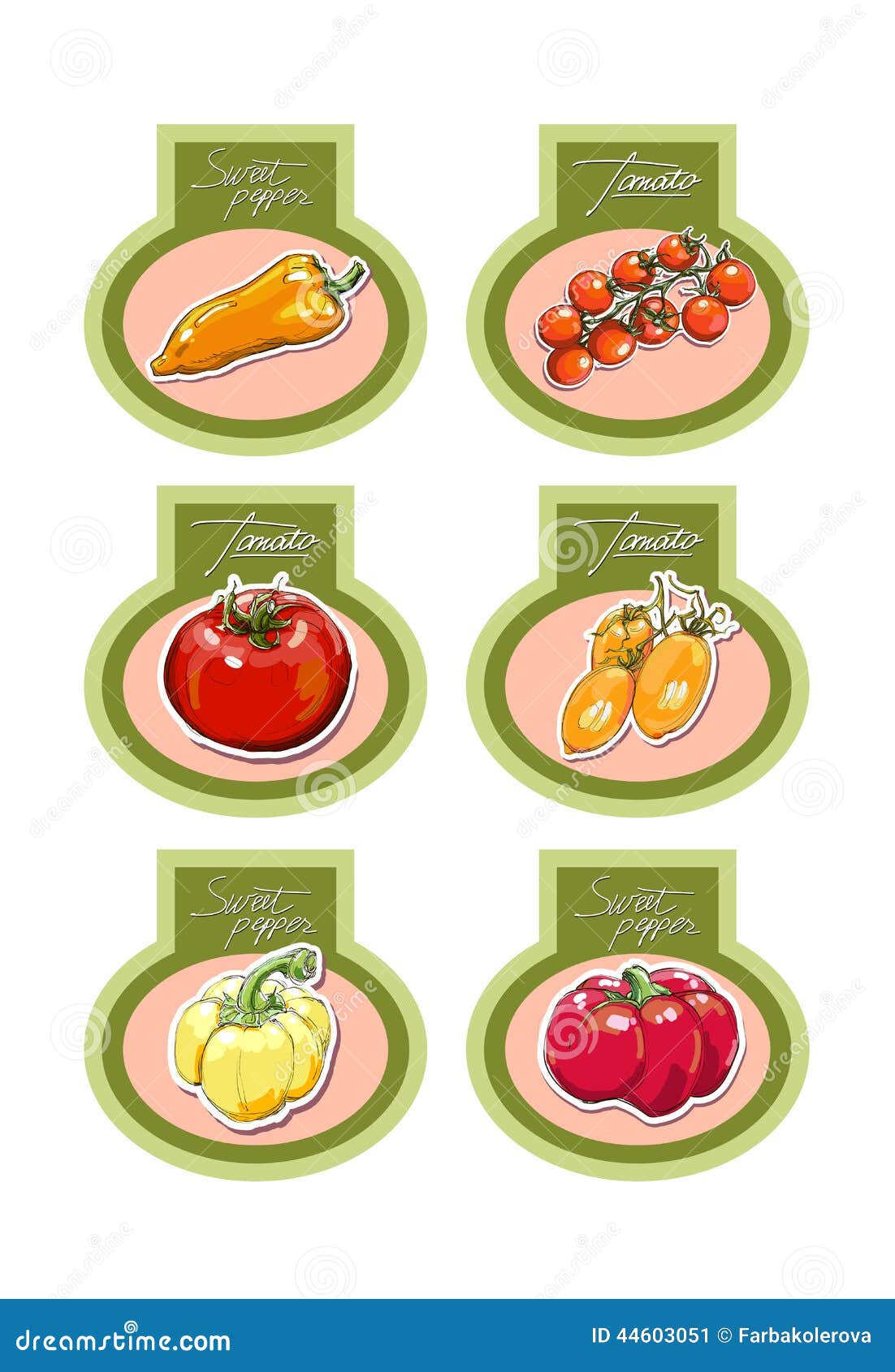 Set of Vector Labels with Vegetables. Vector. Stock Vector ...