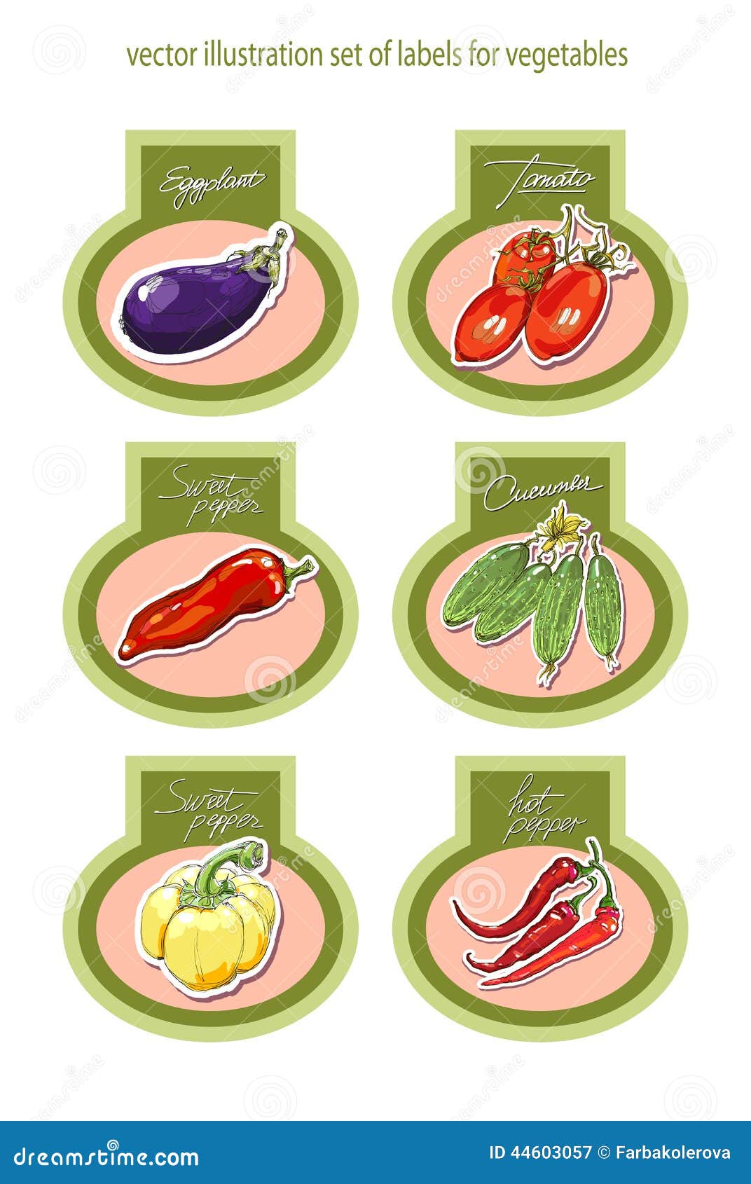 Set of Vector Labels with Vegetables. Vector. Stock Vector ...