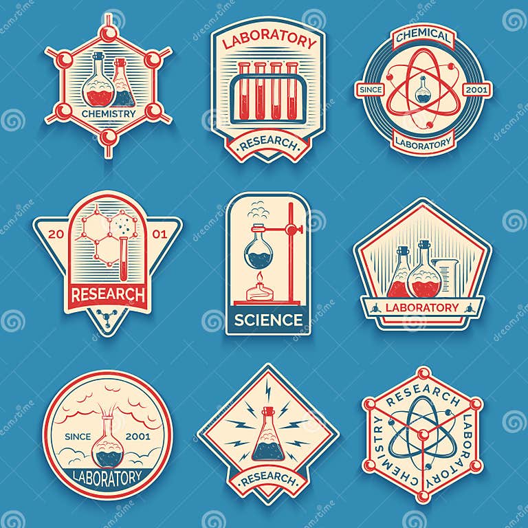 Set of Laboratory Research Elements with Flasks, Tubes and Molecular ...