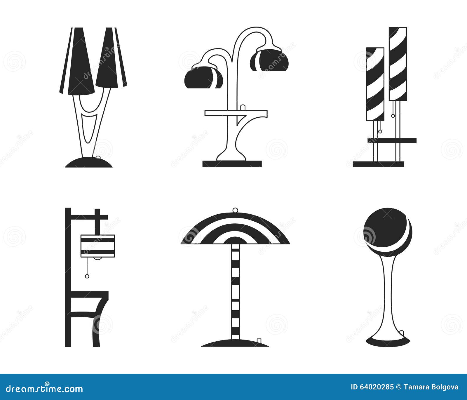 Set of vector lamps stock vector. Illustration of lamp - 64020285