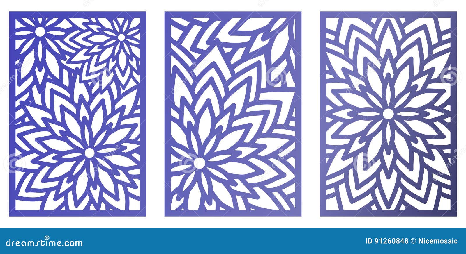 Set of Vector Laser Cut Panels with Flowers. Abstract Pattern Te Stock ...