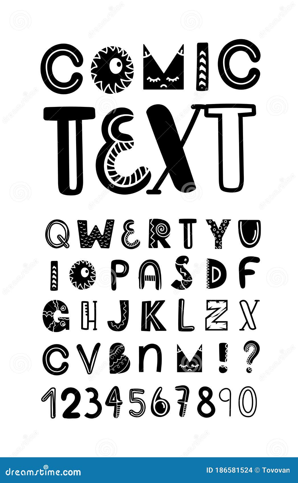 Set of Vector Letters and Digits Cartoon Style Stock Vector ...