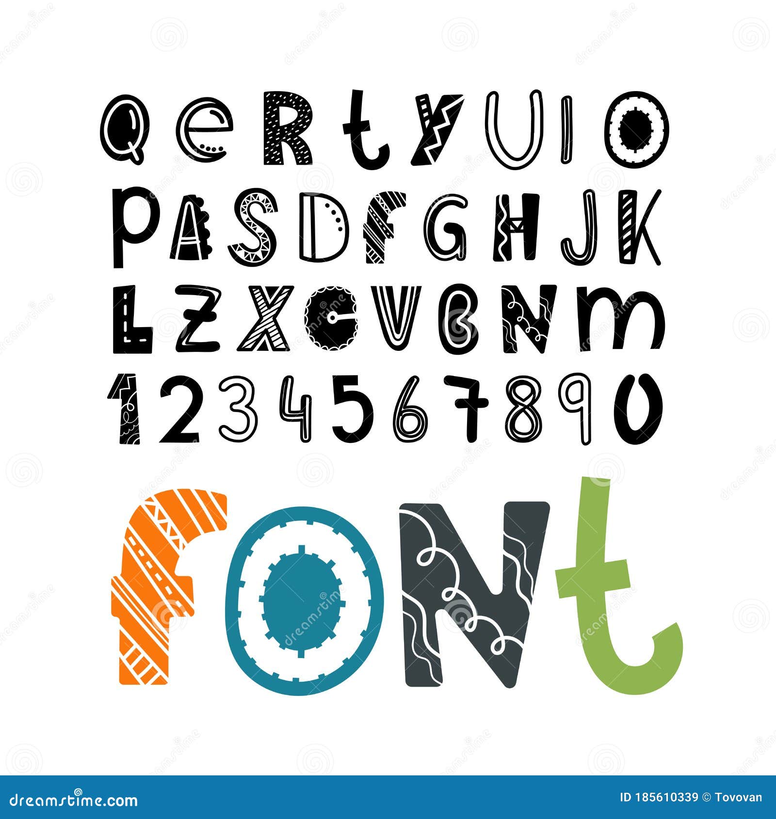 Set of Vector Letters and Digits Cartoon Style Stock Vector ...