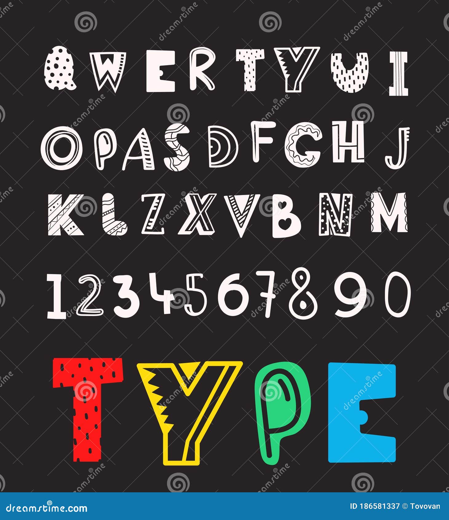 Set of Vector Letters and Digits Cartoon Style Stock Vector ...