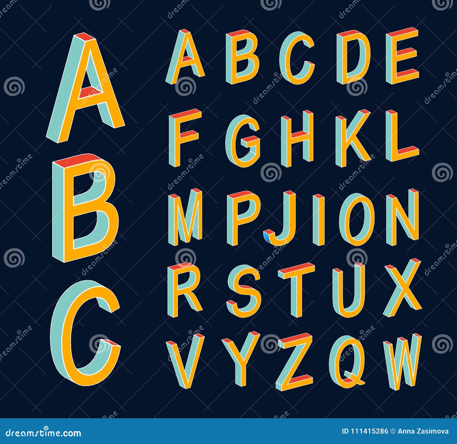 Set of Vector Letters of the Isometric View. Stock Vector ...