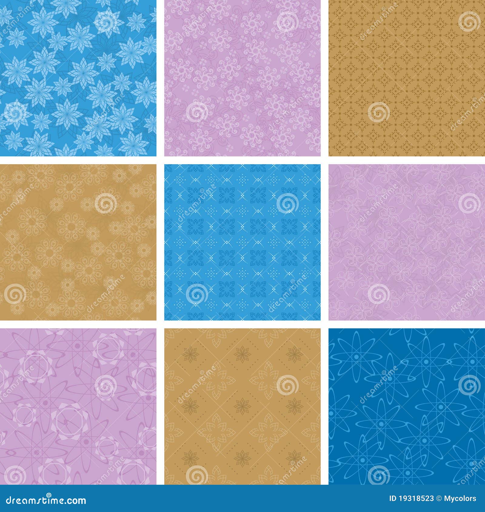 Set of Vector Light Seamless Pattern Stock Vector - Illustration of ...