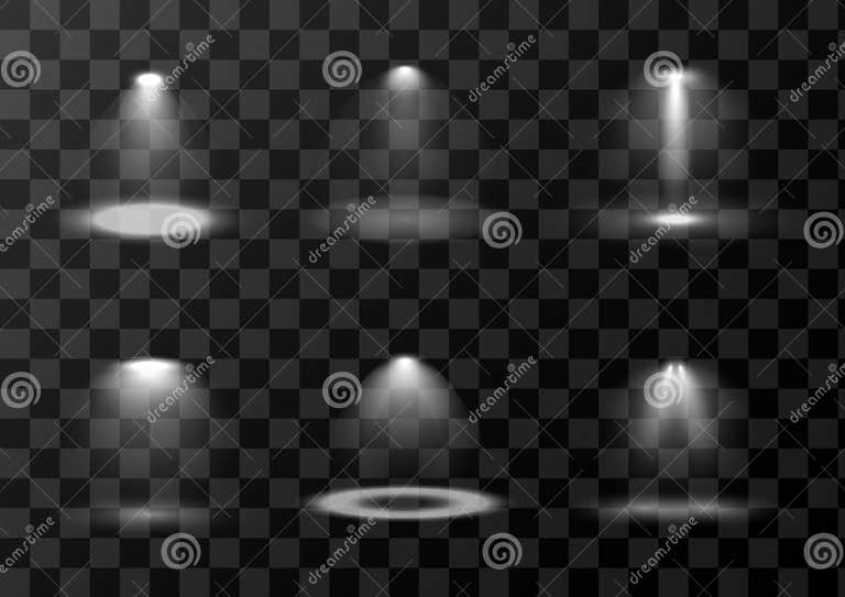 Set of Vector Light Sources Isolated on Transparent Background. Scene ...