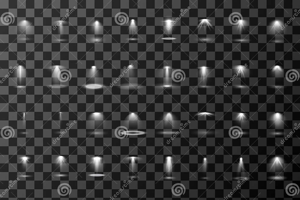 Set of Vector Light Sources Isolated on Transparent Background ...