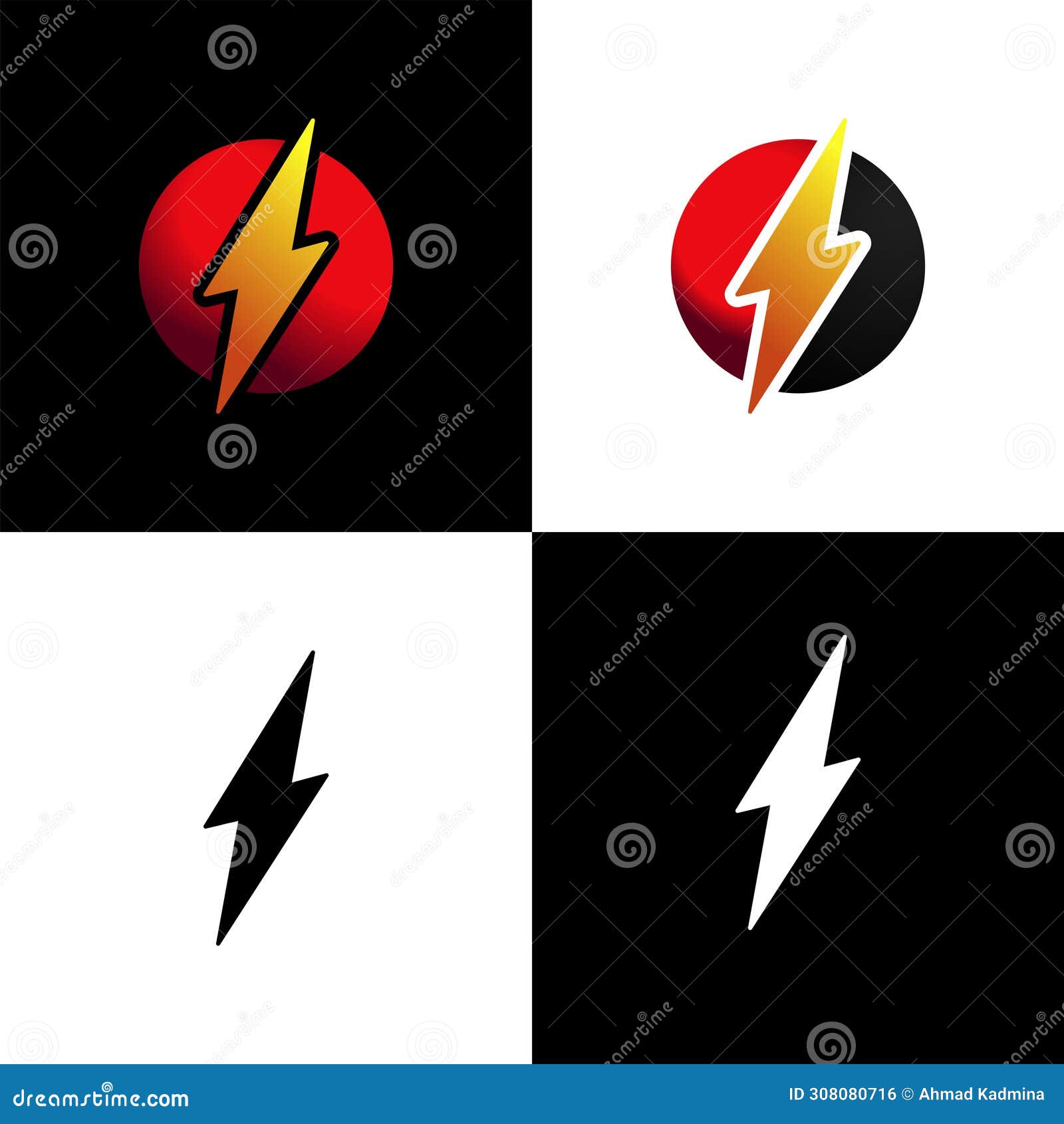 A Set of Vector Lightning Logo Concept Design Template Illustration ...