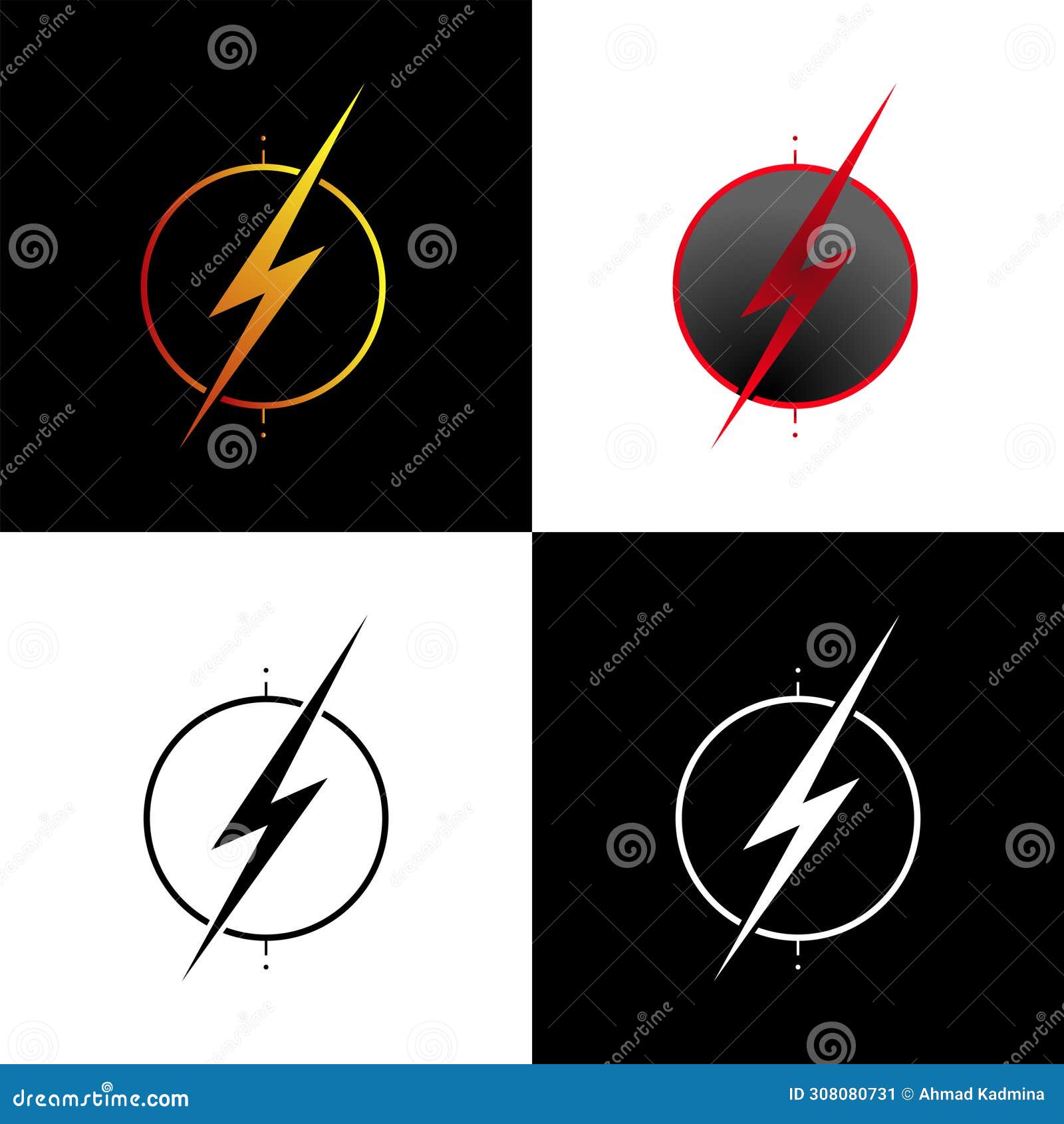 A Set of Vector Lightning Logo Concept Design Template Illustration ...