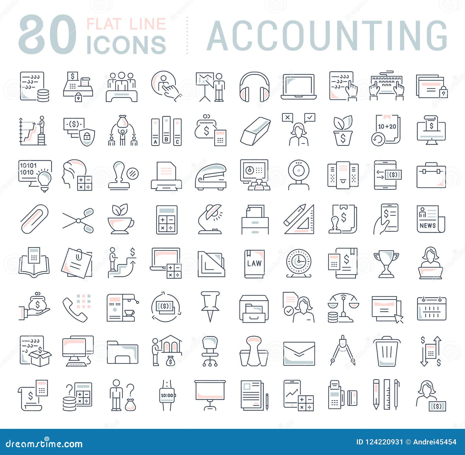 Set Vector Line Icons of Accounting. Stock Illustration - Illustration ...