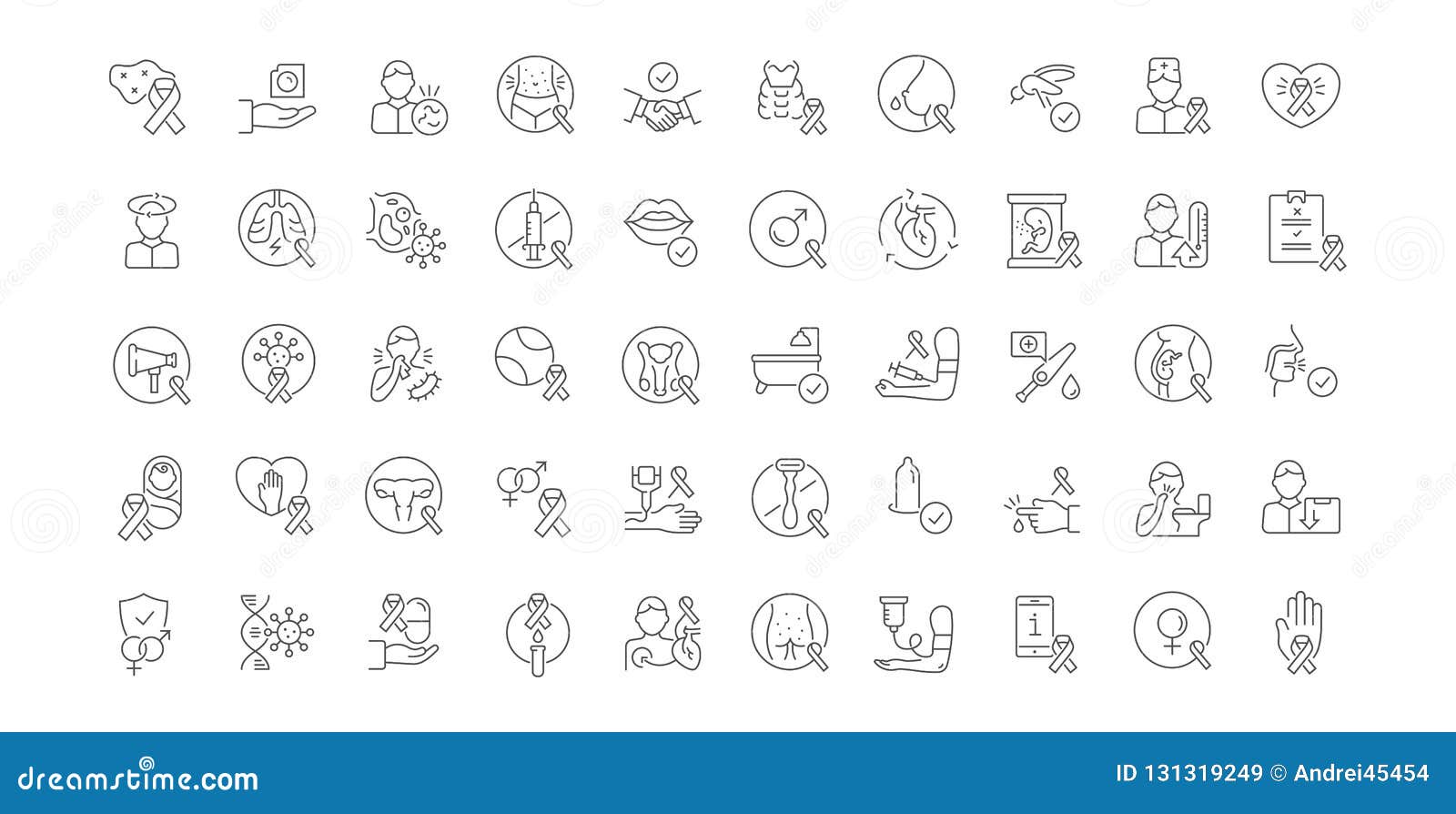 Set Vector Line Icons of AIDS and HIV. Stock Illustration ...