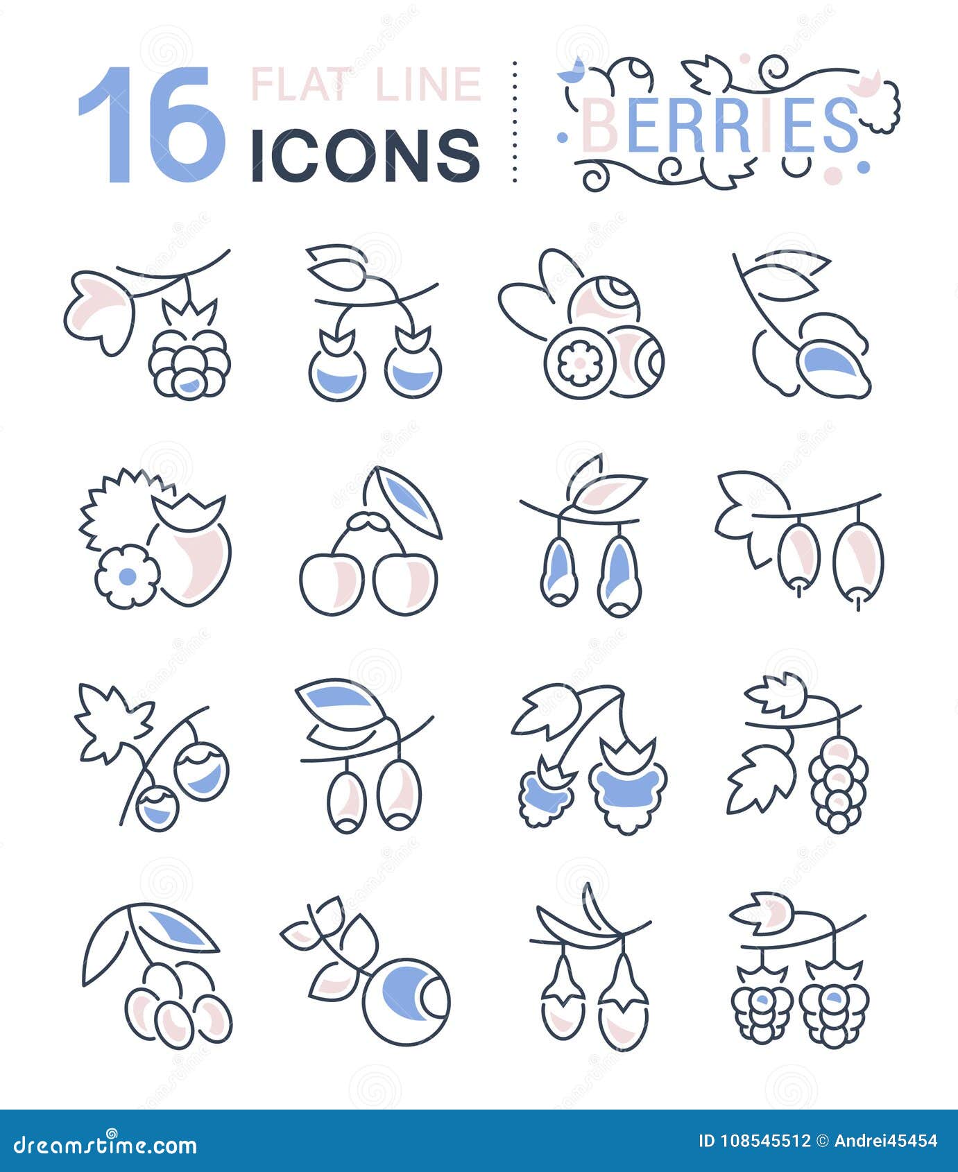 Set Vector Line Icons of Berries. Stock Illustration - Illustration of ...