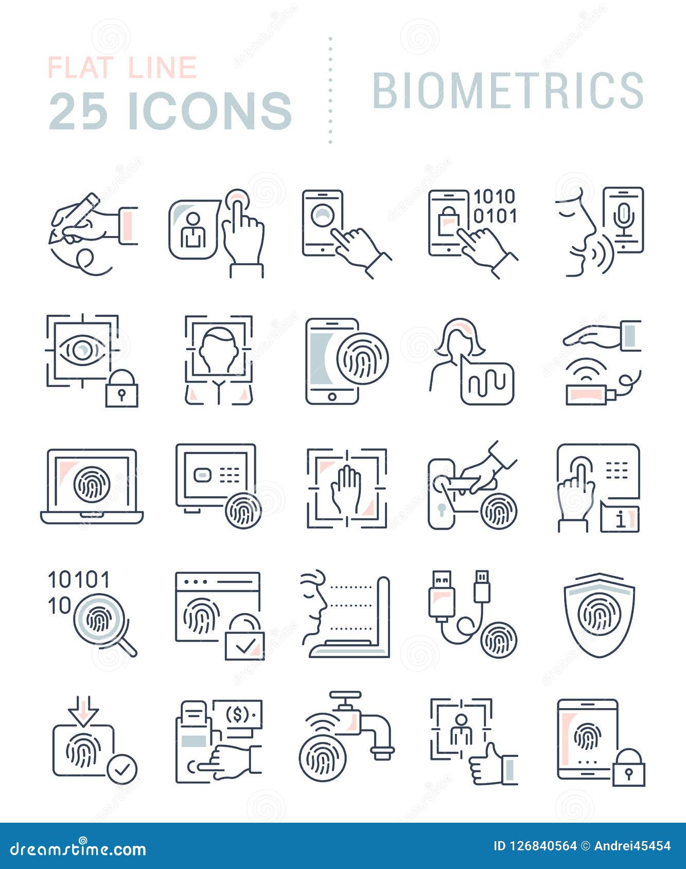 Set Vector Line Icons of Biometrics. Stock Illustration - Illustration ...