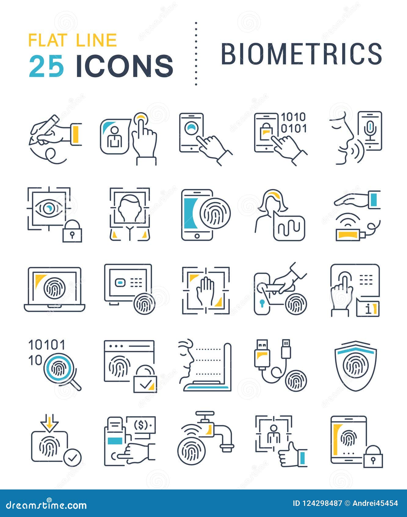 Set Vector Line Icons of Biometrics. Stock Illustration - Illustration ...
