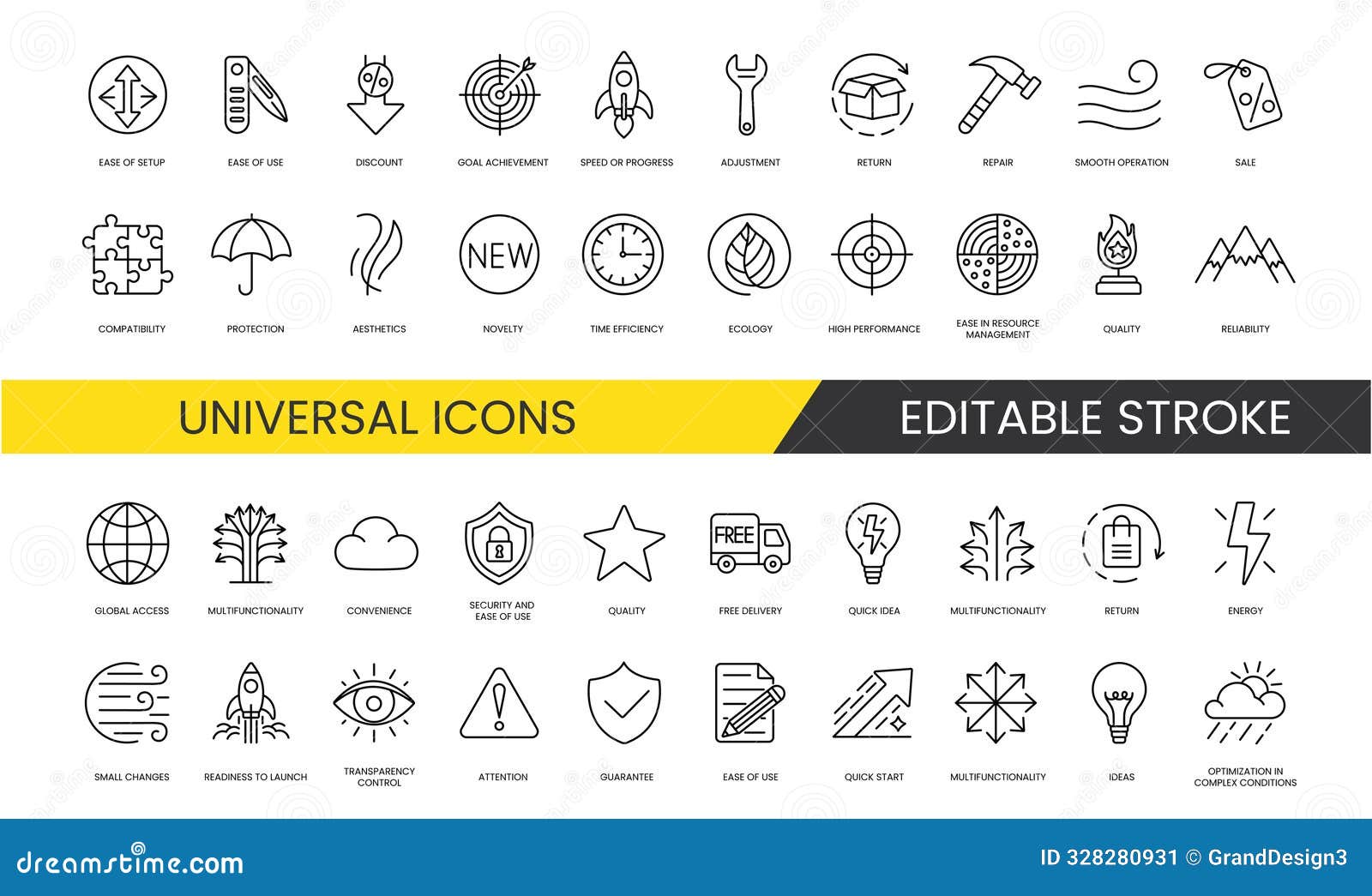 Set of Vector Line Icons with Editable Stroke, Ideas, Optimization in ...