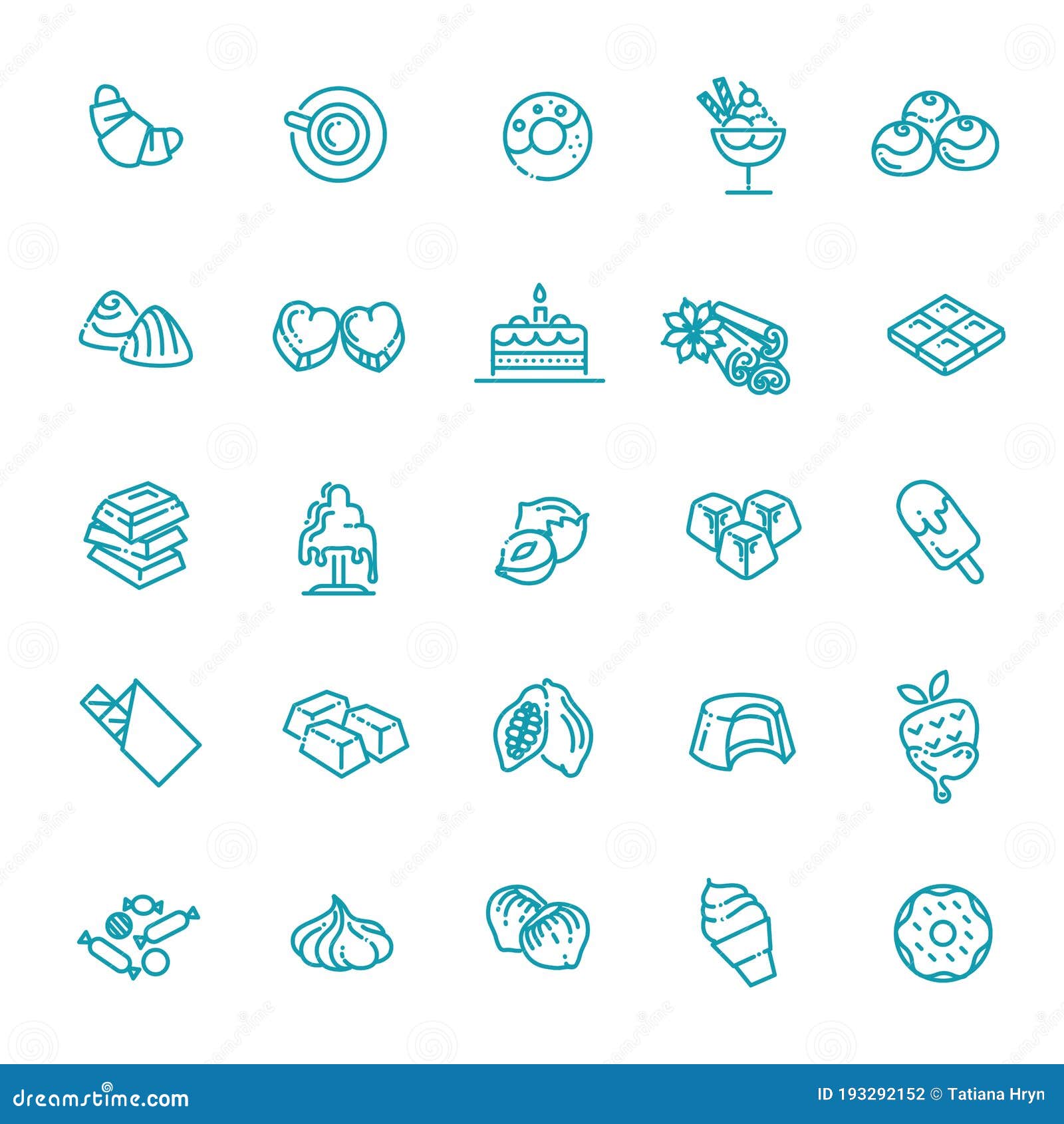 Set Vector Line Icons in Flat Design Chocolate Stock Vector ...