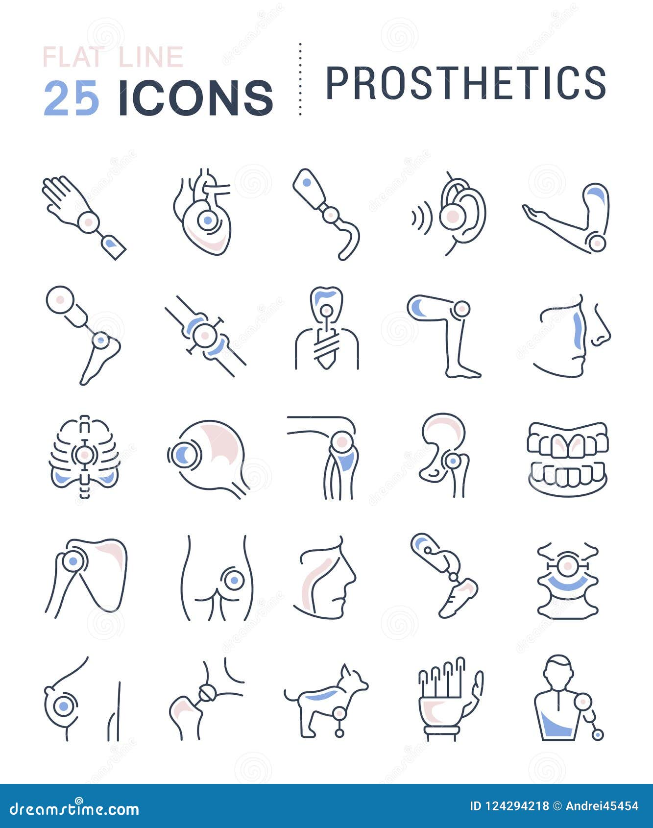 Set Vector Line Icons of Prosthetics. Stock Illustration - Illustration ...