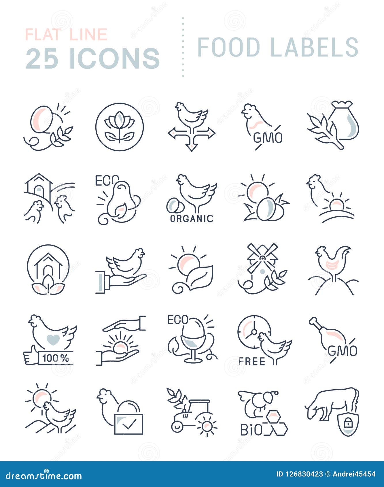 Set Vector Line Icons of Food Labels. Stock Illustration - Illustration ...