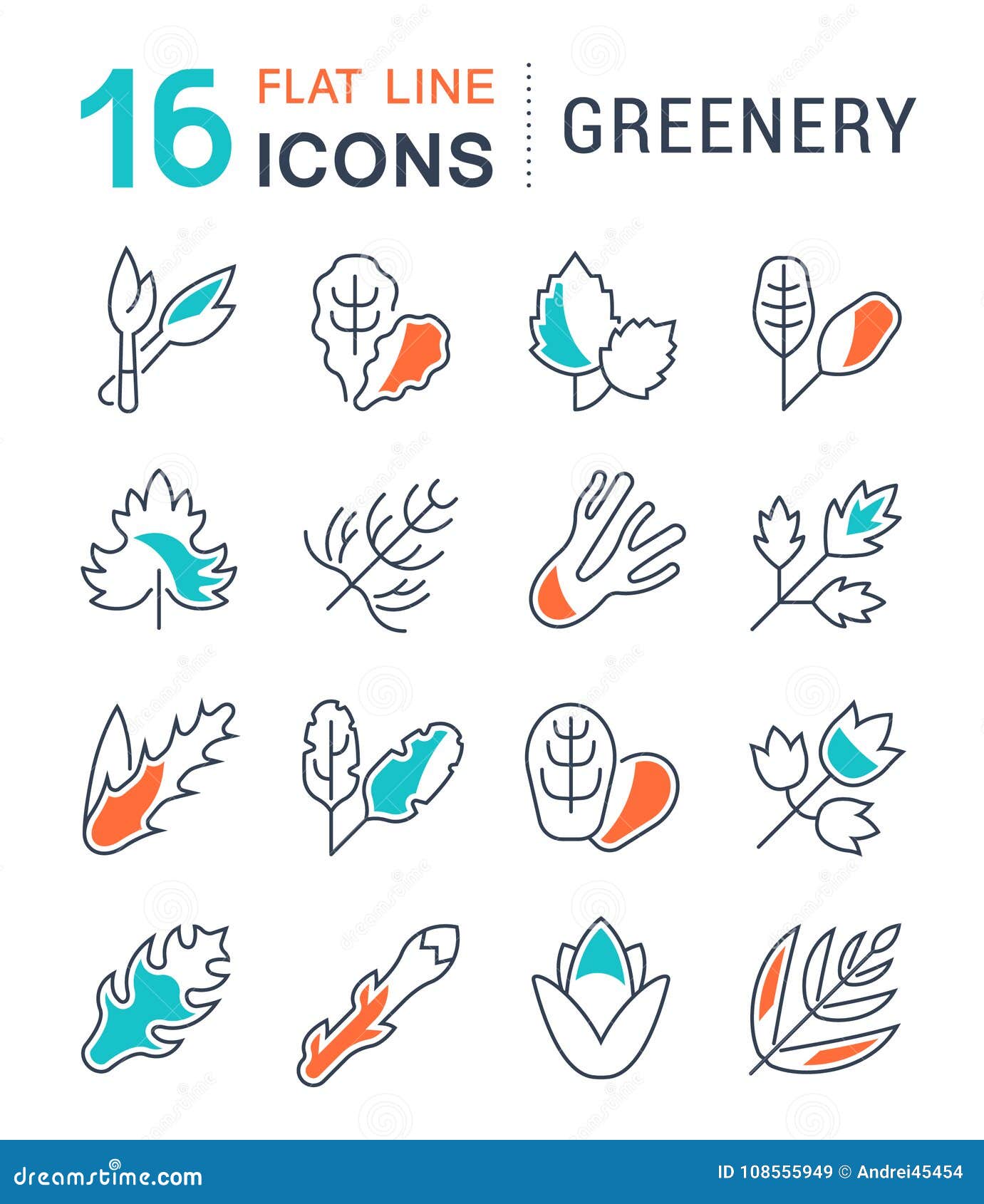 Set Vector Line Icons of Greenery. Stock Illustration - Illustration of ...