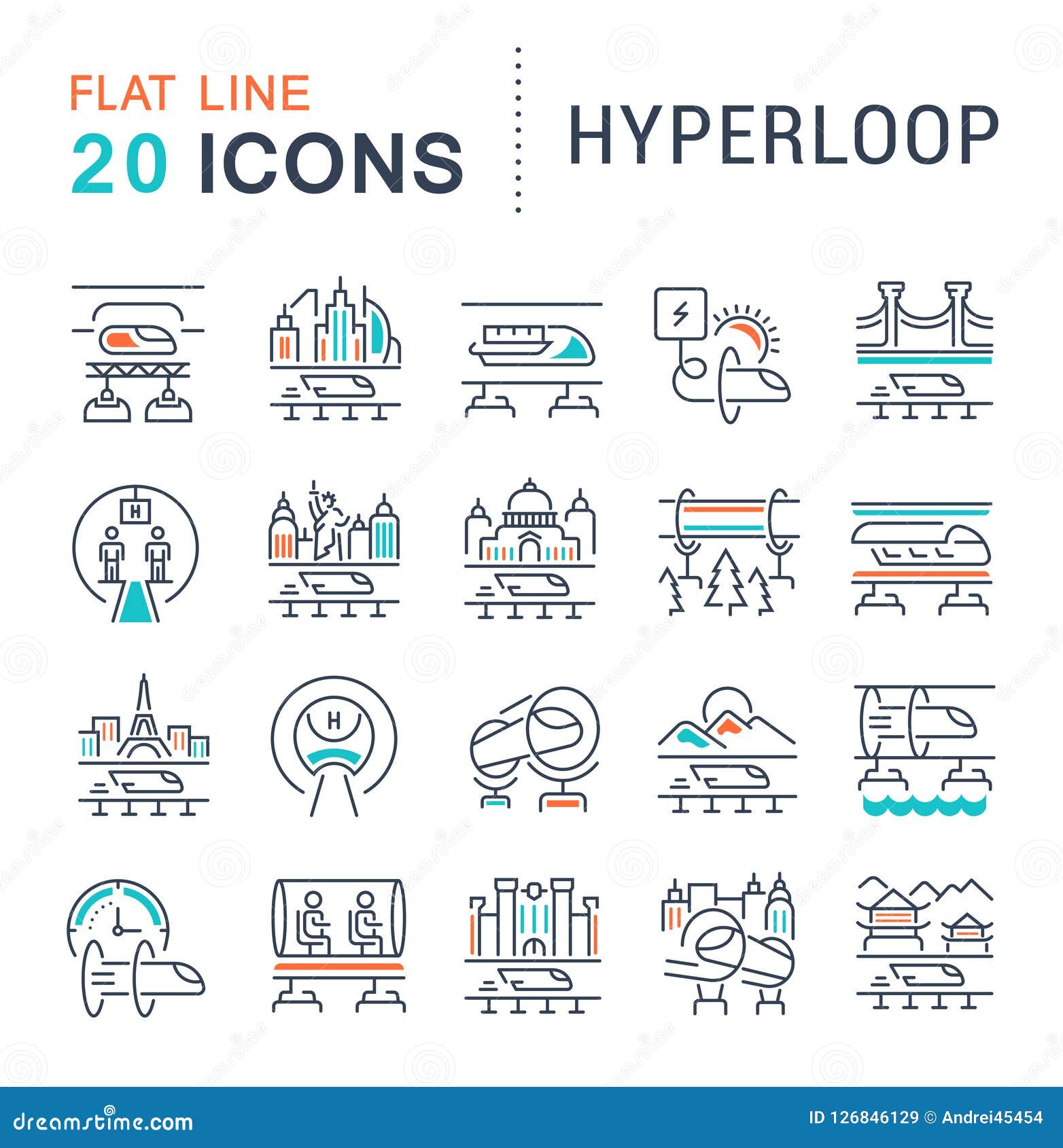 Set Vector Line Icons of Hyperloop. Stock Illustration - Illustration of infograph, logo: 126846129