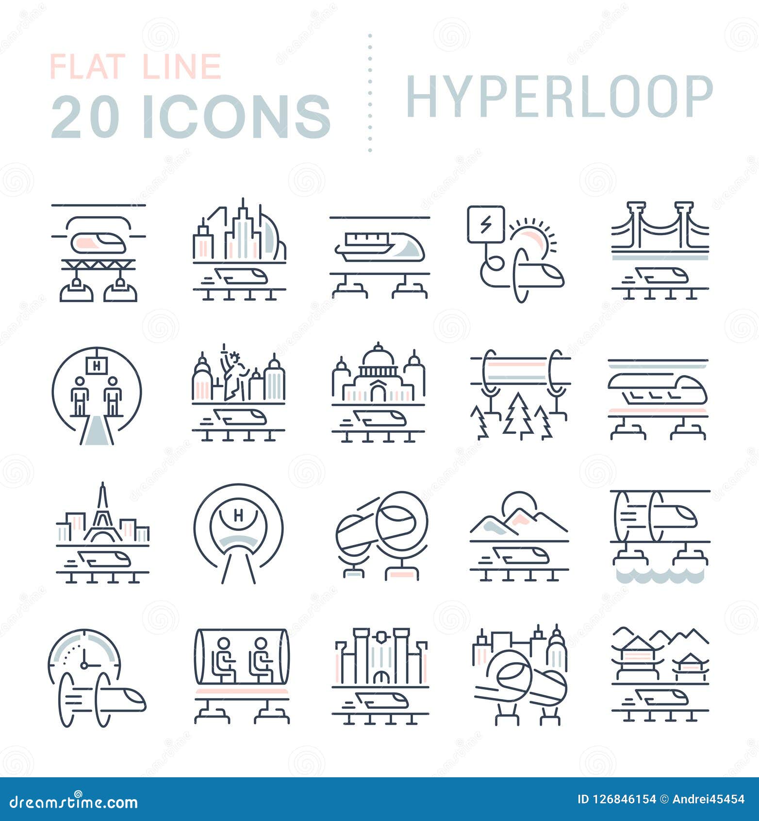 Set Vector Line Icons of Hyperloop. Stock Illustration - Illustration ...