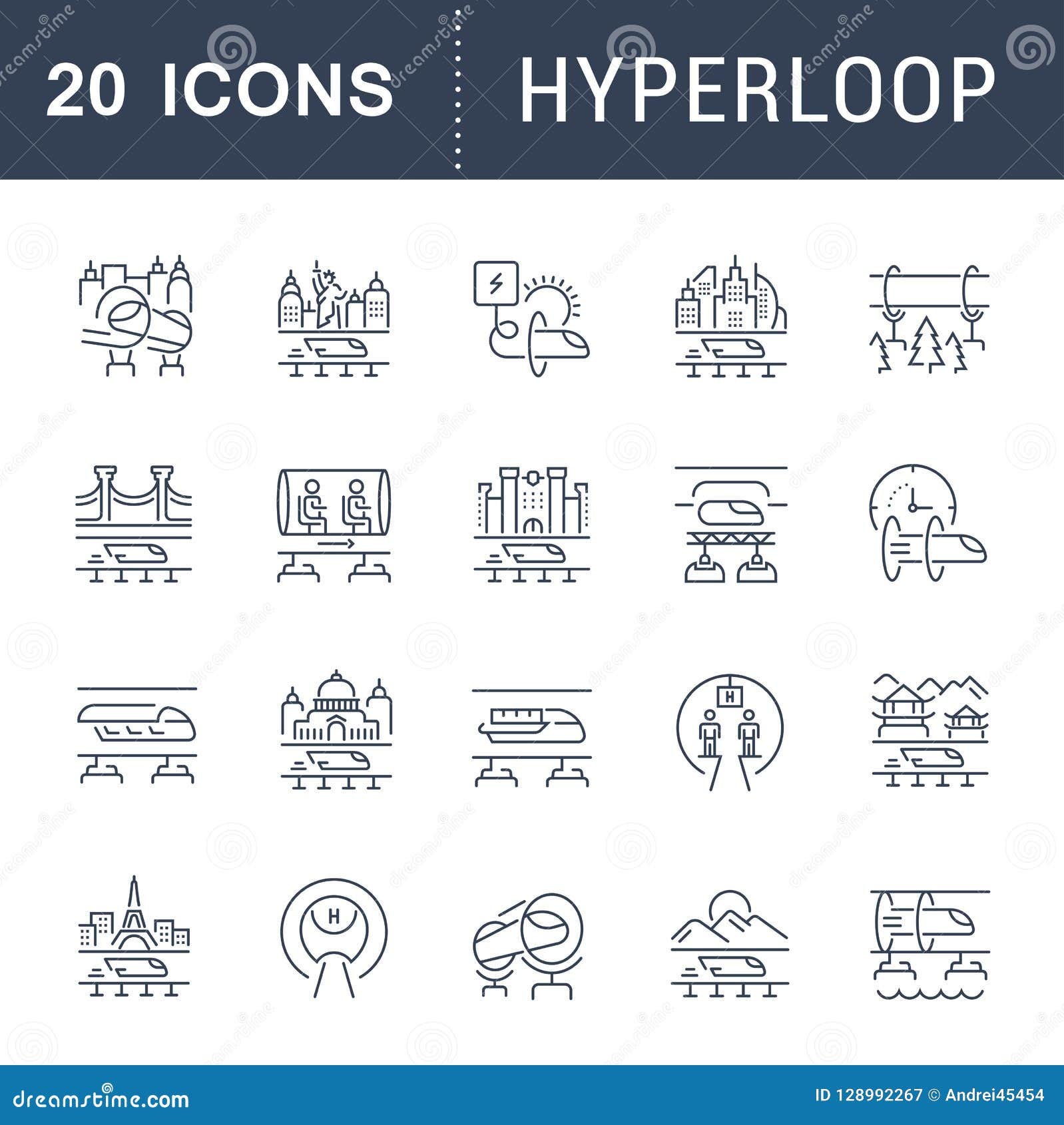 Set Vector Line Icons of Hyperloop. Stock Illustration - Illustration ...