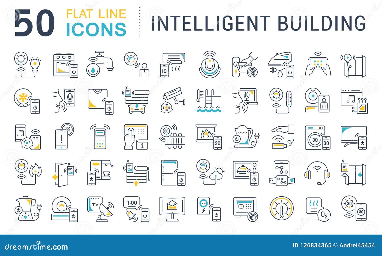 Set Vector Line Icons of Intelligent Building. Stock Illustration ...