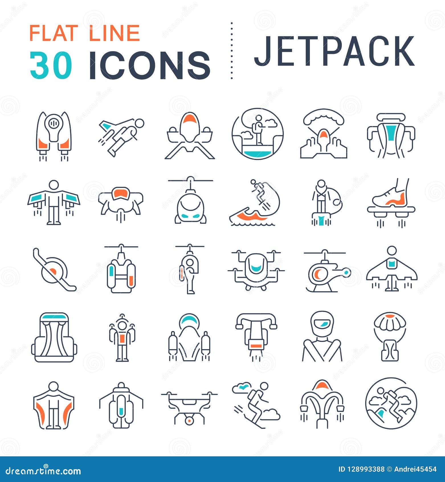 Set Vector Line Icons of Jetpack. Stock Illustration - Illustration of golf, element: 128993388