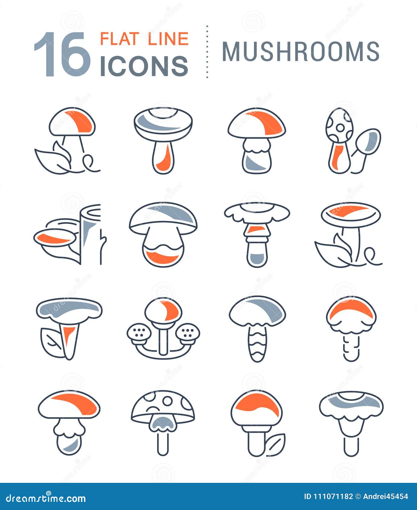 Set Vector Line Icons of Mushrooms. Stock Illustration - Illustration ... Set Vector Line Icons of Mushrooms. Stock Illustration - Illustration ...