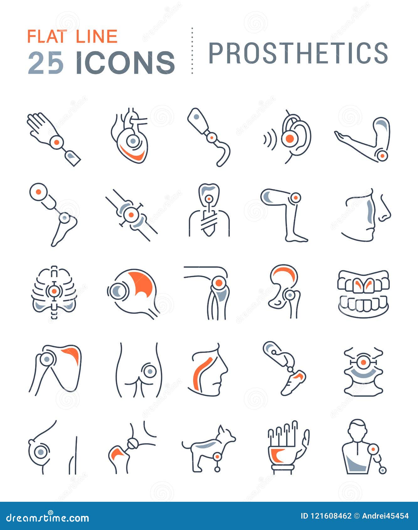 Set Vector Line Icons of Prosthetics. Stock Illustration - Illustration ... Set Vector Line Icons of Prosthetics. Stock Illustration - Illustration ...