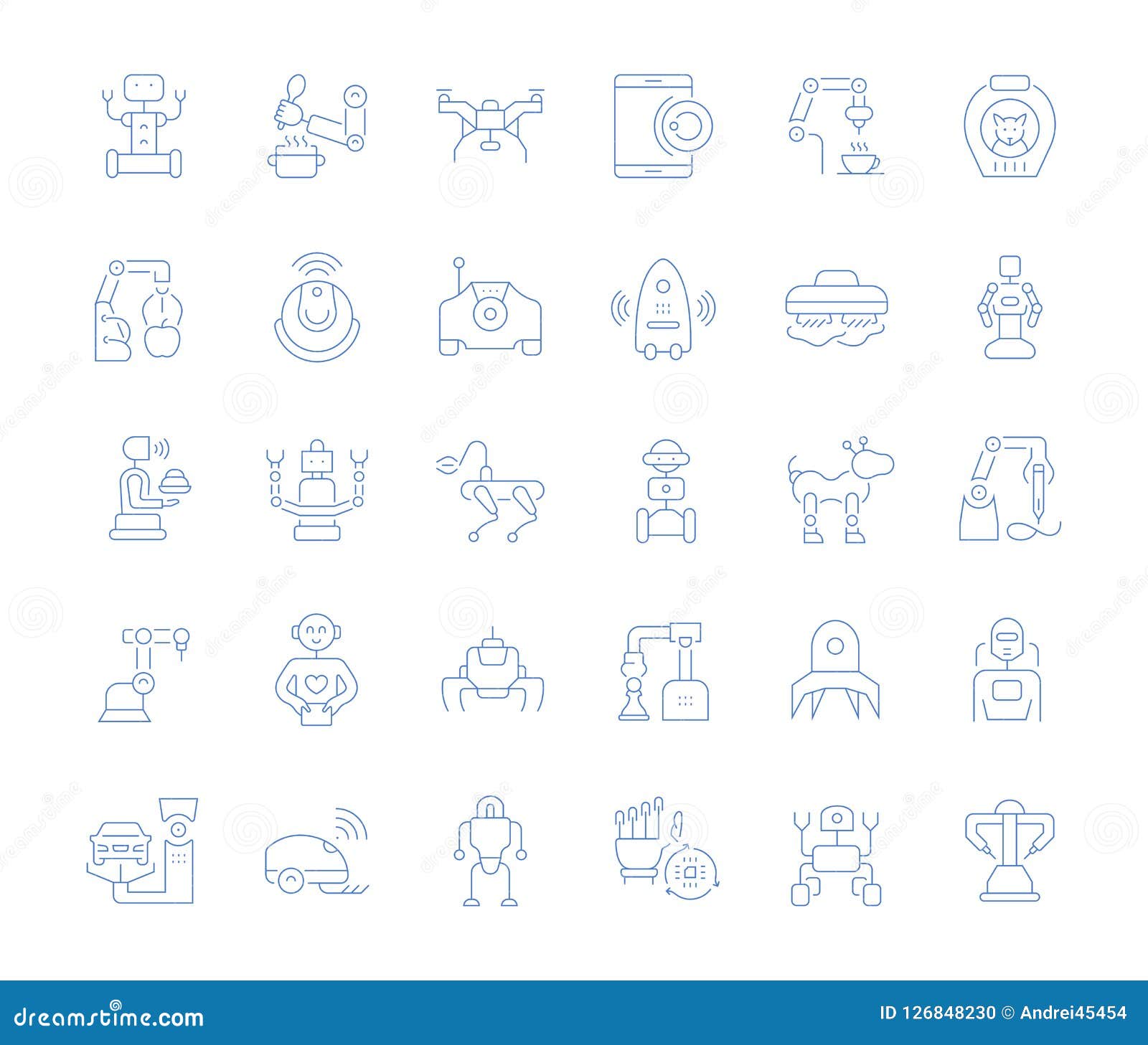 Set Vector Line Icons of Robots. Stock Illustration - Illustration of ...