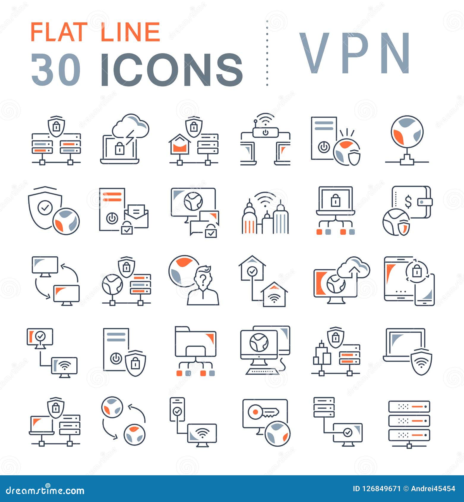 Set Vector Line Icons of VPN. Stock Illustration - Illustration of ...