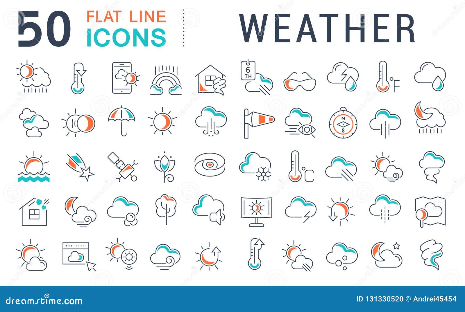 Set Vector Line Icons of Weather. Stock Illustration - Illustration of ...