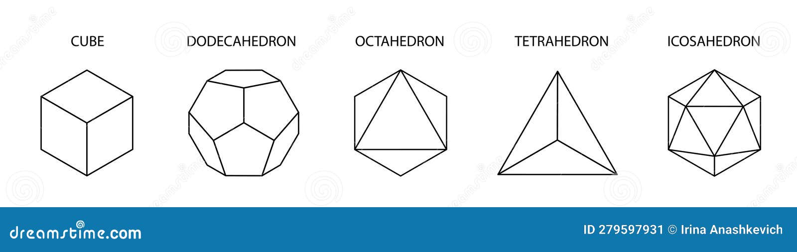 Set of Vector Linear Platonic Solids. Mathematical Geometric Shapes ... Set of Vector Linear Platonic Solids. Mathematical Geometric Shapes ...