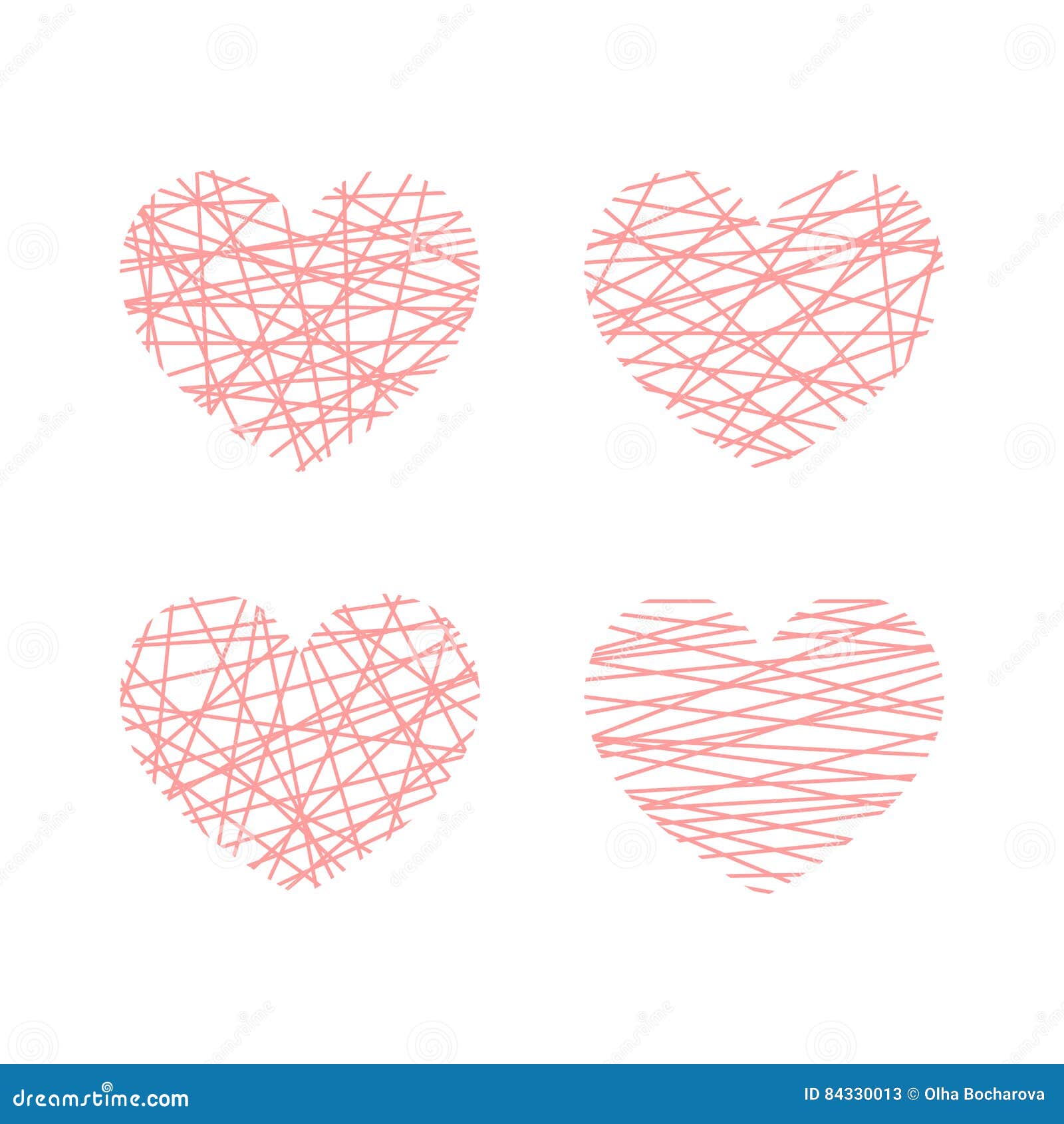 Set of Vector Linear Stylized Hearts. Symbol of Love Stock Vector ...