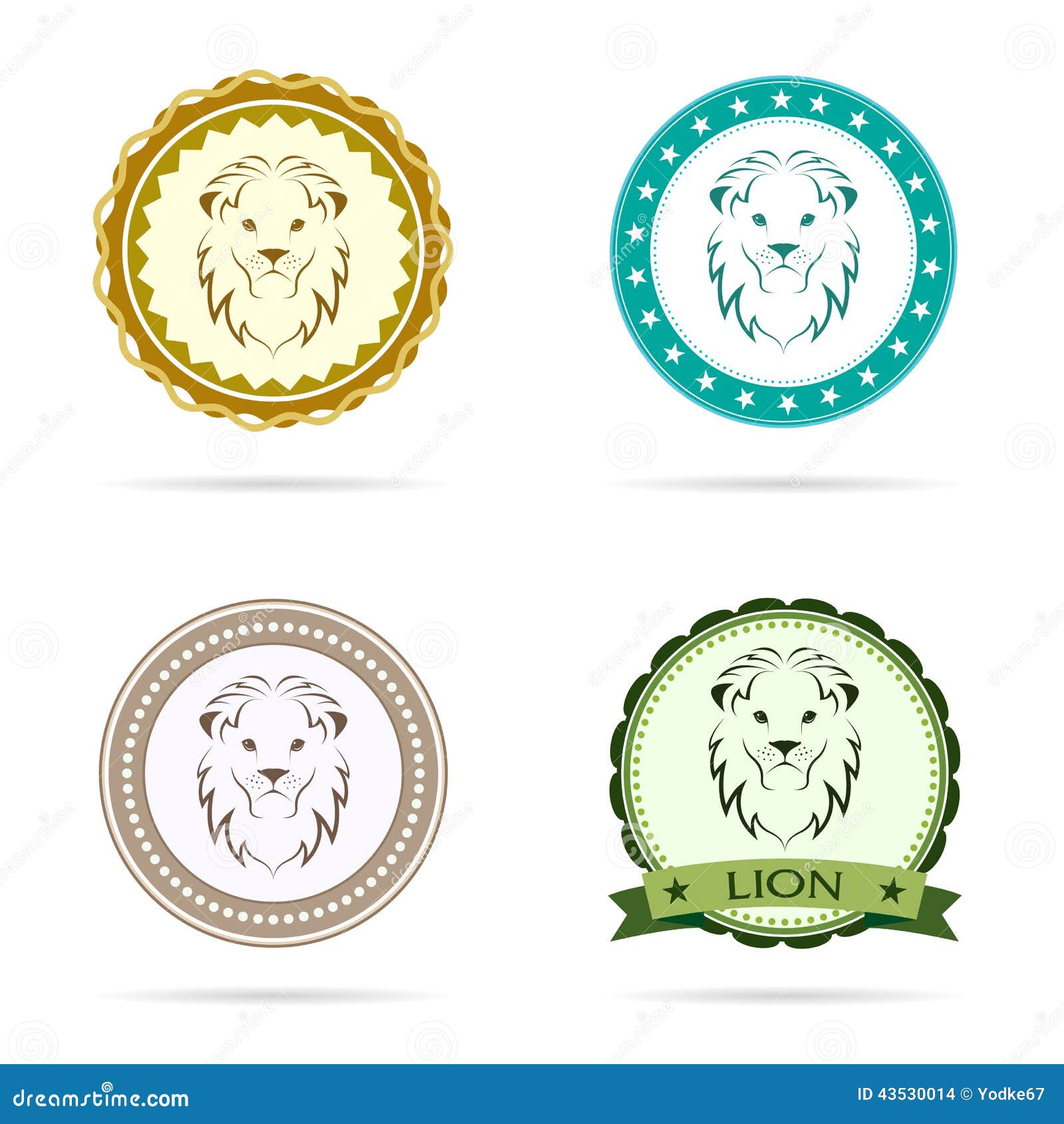 Set of vector lion label stock vector. Illustration of card - 43530014