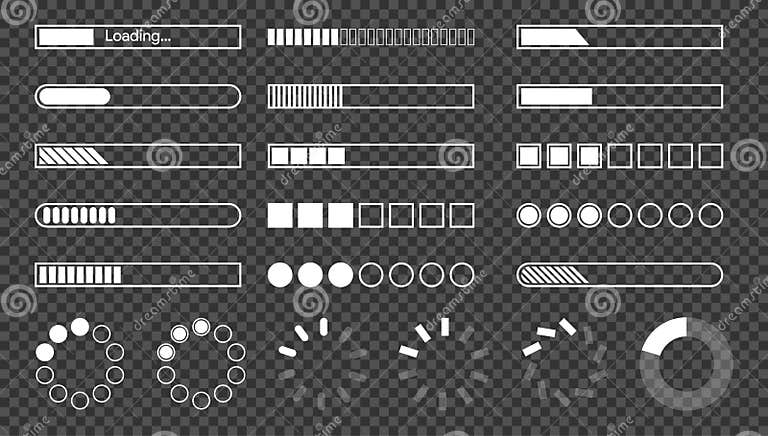 Set of Vector Loading Icons. Download Progress. Collection Loading ...