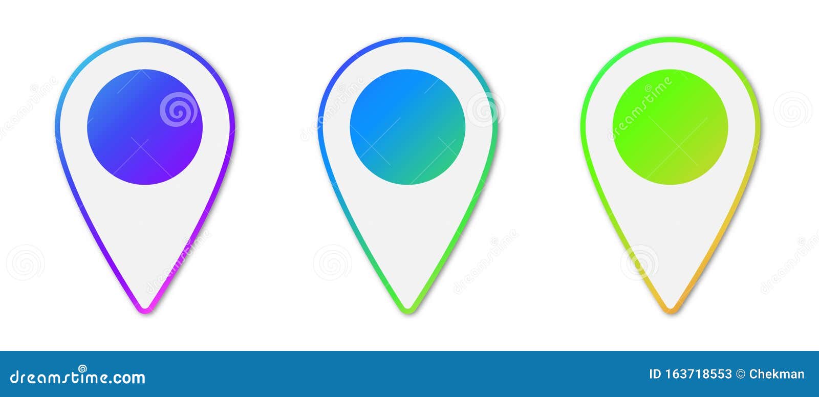 Set of Vector Location Pin Icons Stock Illustration - Illustration of ...